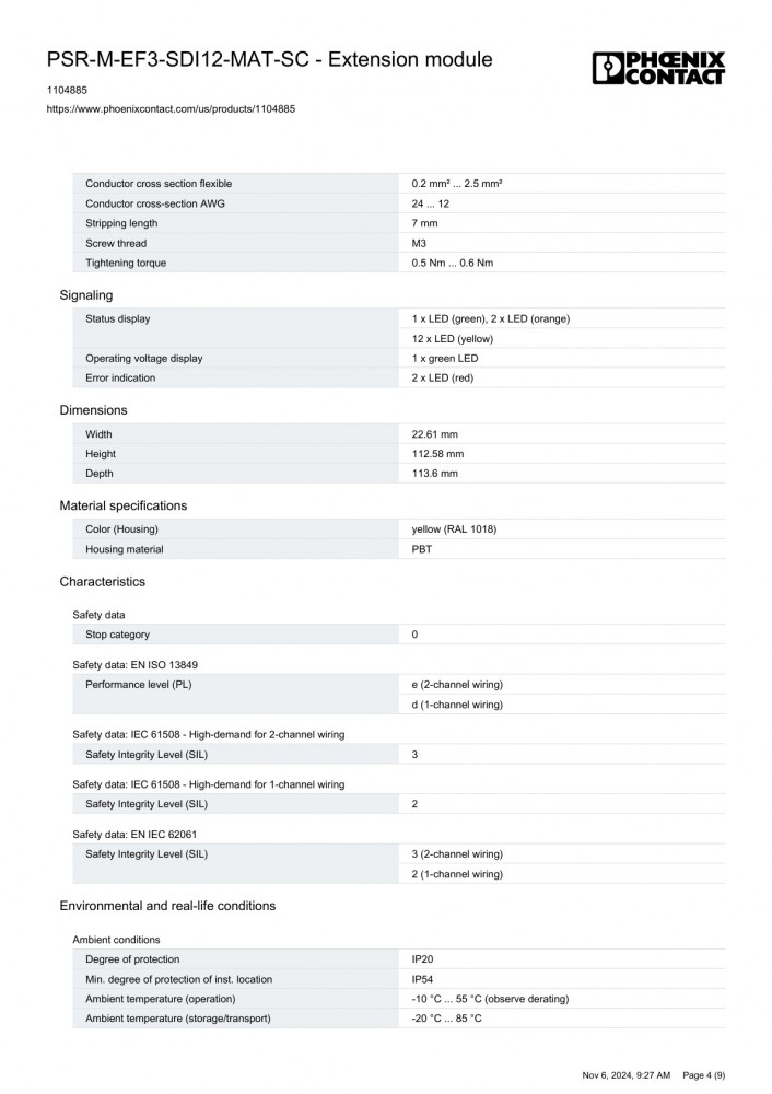 Phoenix Contact 1104885 technical document page 4