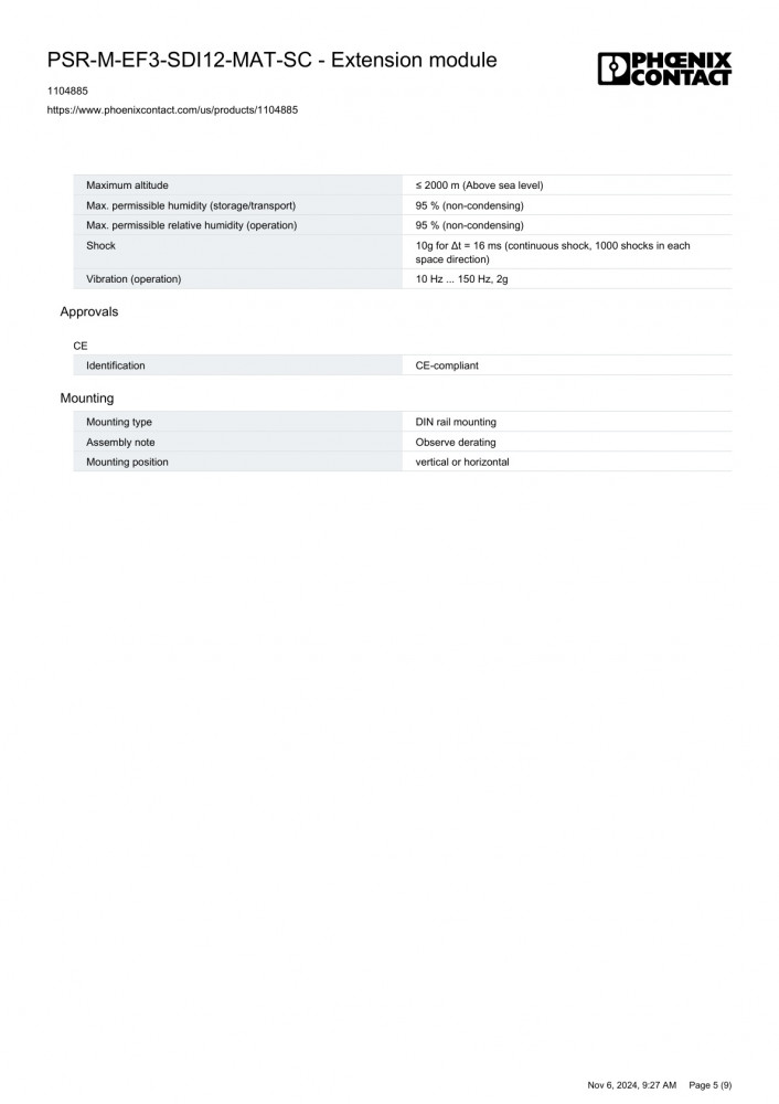 Phoenix Contact 1104885 technical document page 5