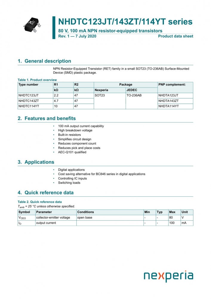 NHDTC123JTVL datasheet page 1