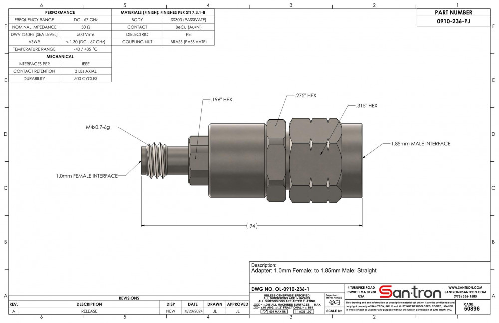 SAN-TRON 0910-236-PJ product drawing
