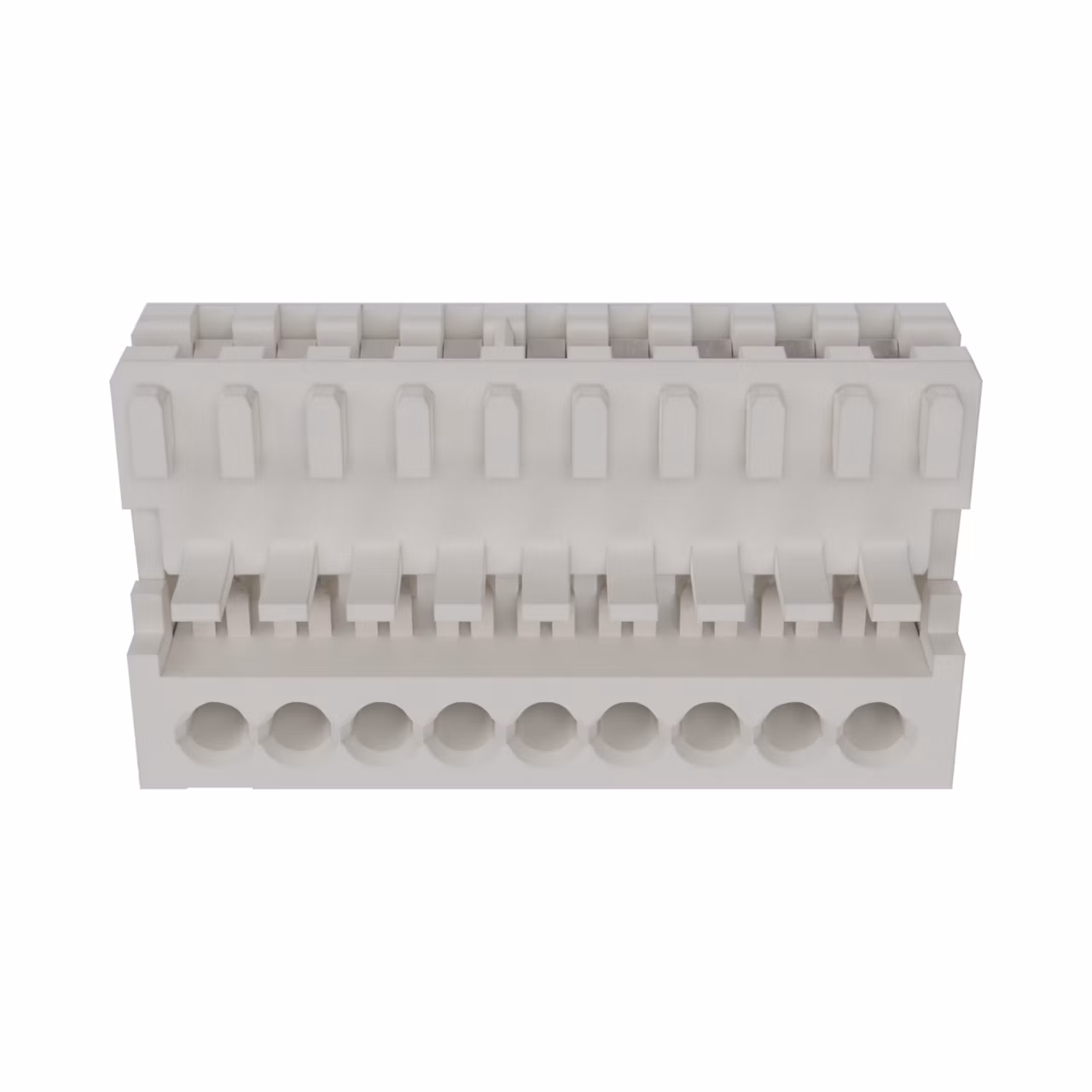 Appli-Mate RAST 2.5 Female Connector, 2.50mm Pitch, 9 Circuits, All Position Keys, Open Endwalls, Polarizing Rib Between Circuits 4 & 5 for sale