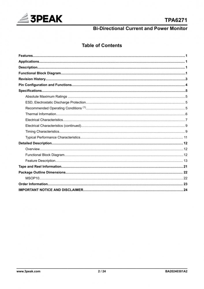 TPA6271 datasheet page 2