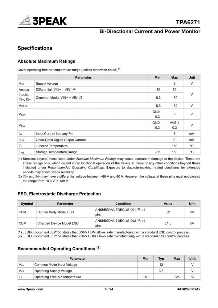 TPA6271 datasheet page 5