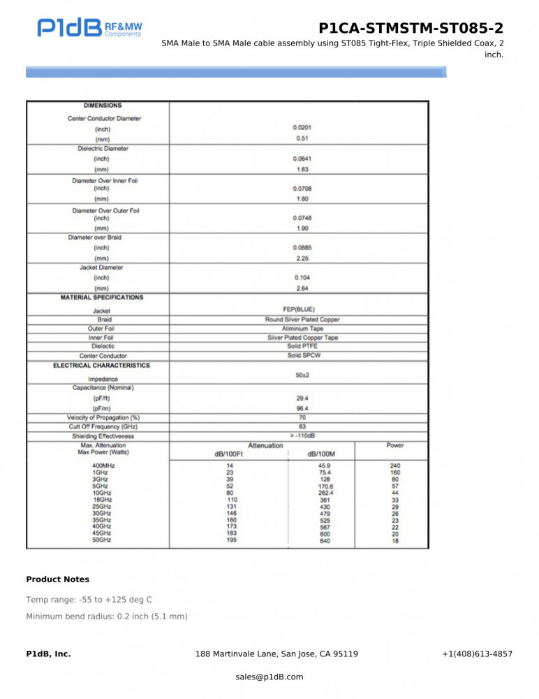 P1CA-STMSTM-ST085-2 technical document page 3