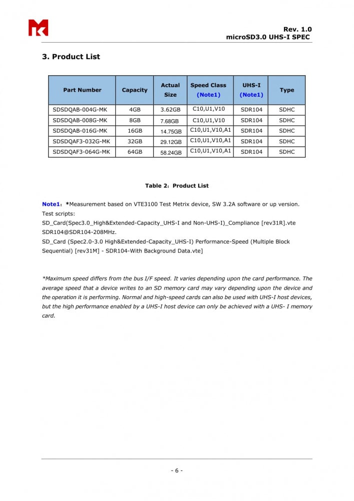 MK microSD specification page 5