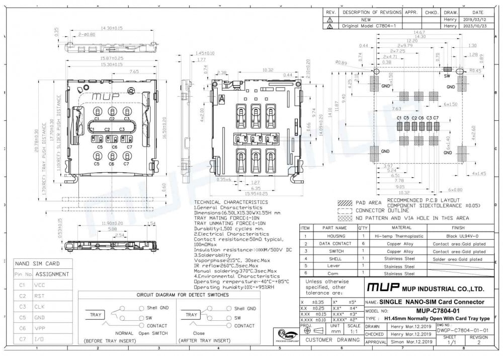 MUP C7804-01 technical document preview