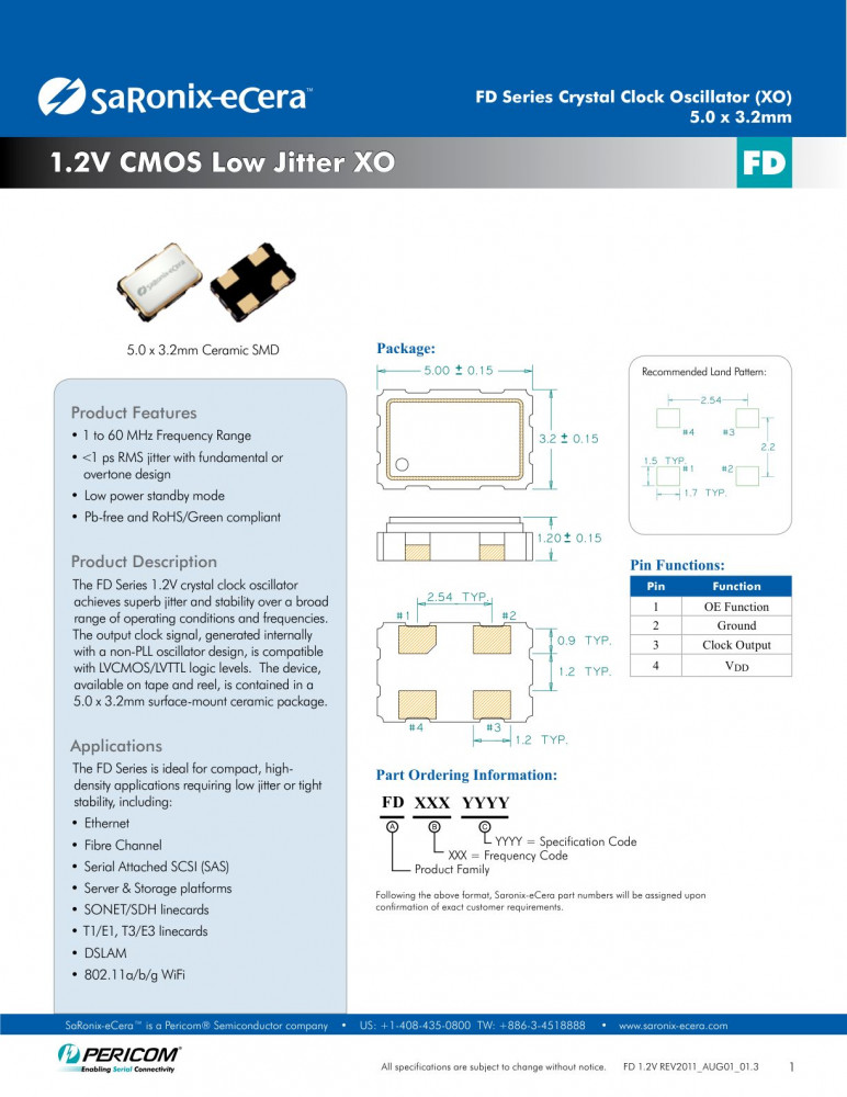 FD Series technical document page 1