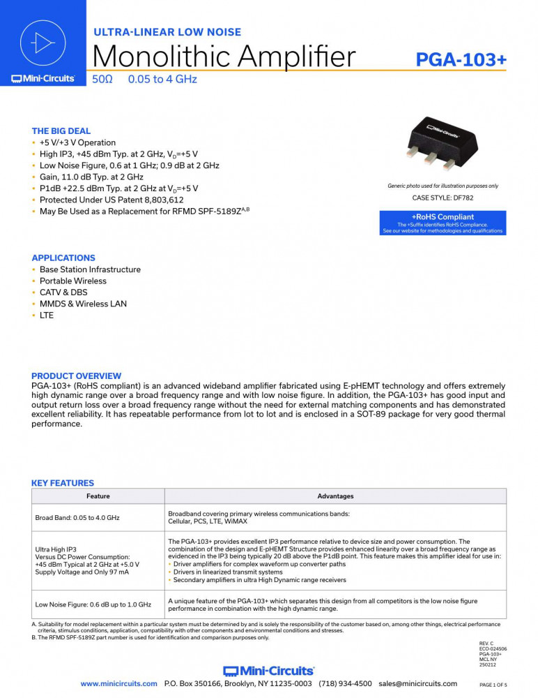 PGA-103+ datasheet page 1