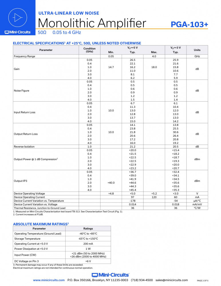 PGA-103+ datasheet page 2