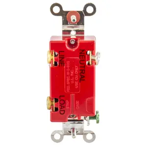 Industrial Grade, Pilot Light Toggle Switches, General Purpose AC, Single Pole, 20A 120/277V AC, Back and Side Wired Toggle for sale
