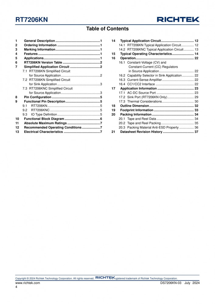 RT7206KN datasheet page 4