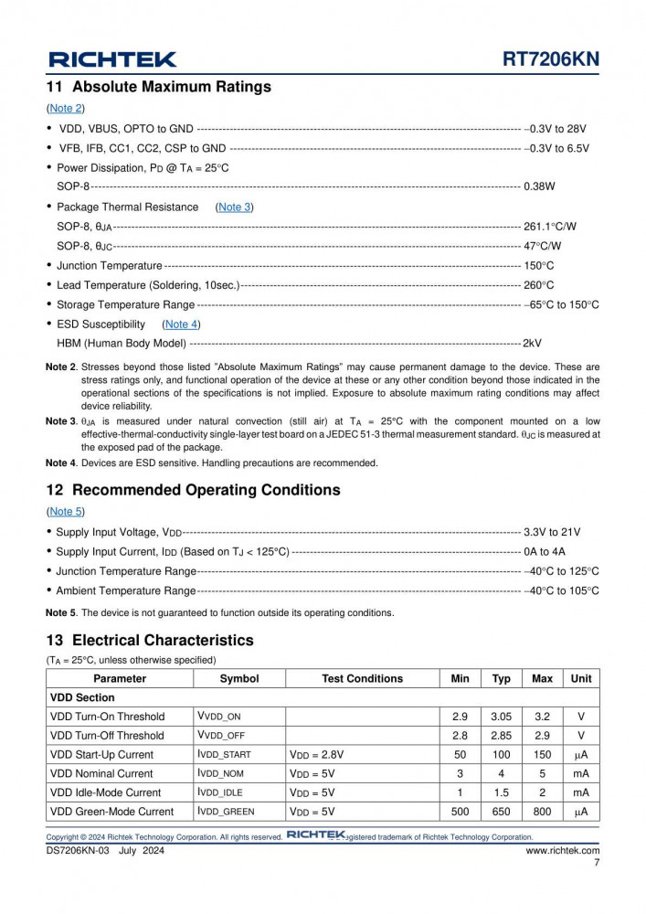 RT7206KN datasheet page 7