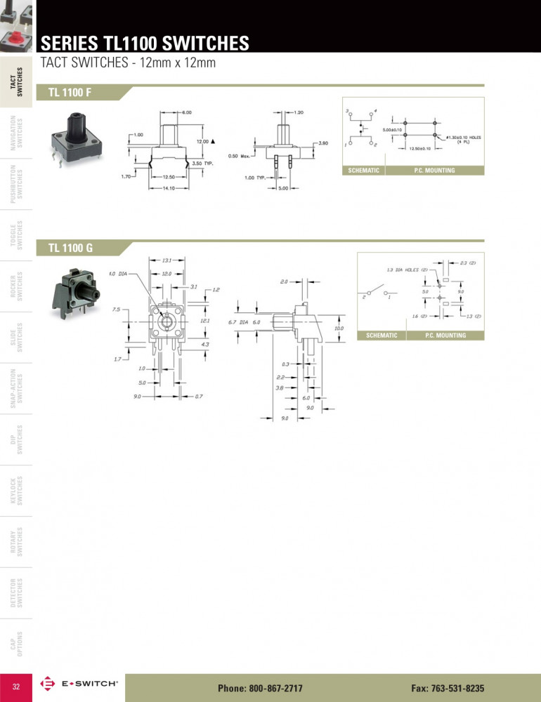 E-Switch TL1100 technical document page 3