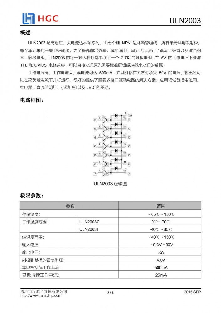 ULN2003CDRG datasheet page 2