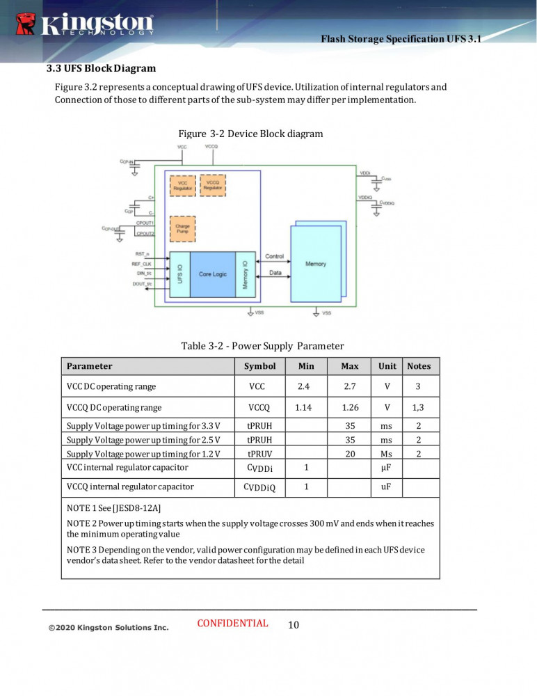 Kingston UFS datasheet page 10