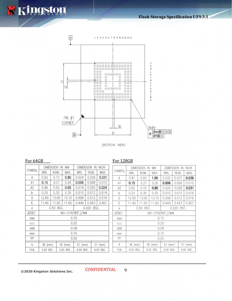 Kingston UFS datasheet page 9