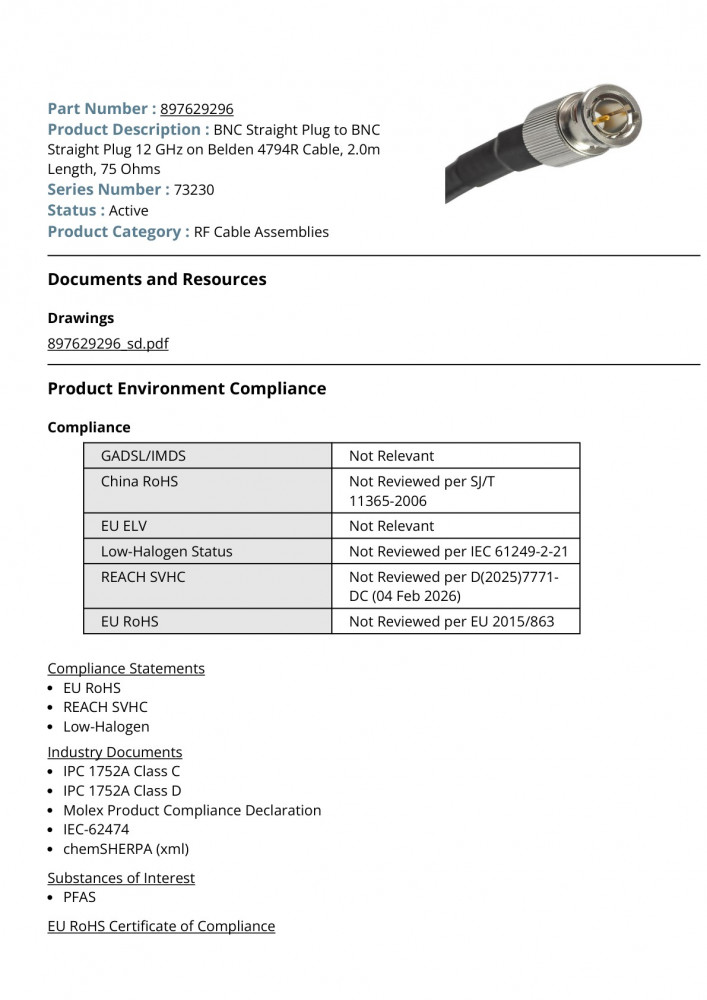 MOLEX 897629296 technical drawing page 1