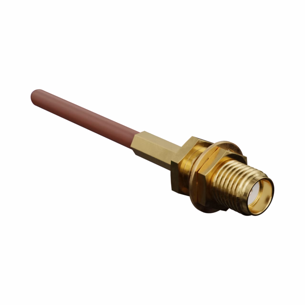 SMA Jack, Straight, Bulkhead, Crimp, RG-174, RG-188 and RG-316 Cable, without Shrink Tube, Brass Body, Gold (Au) Plated, Bag, 50 Ohms for sale
