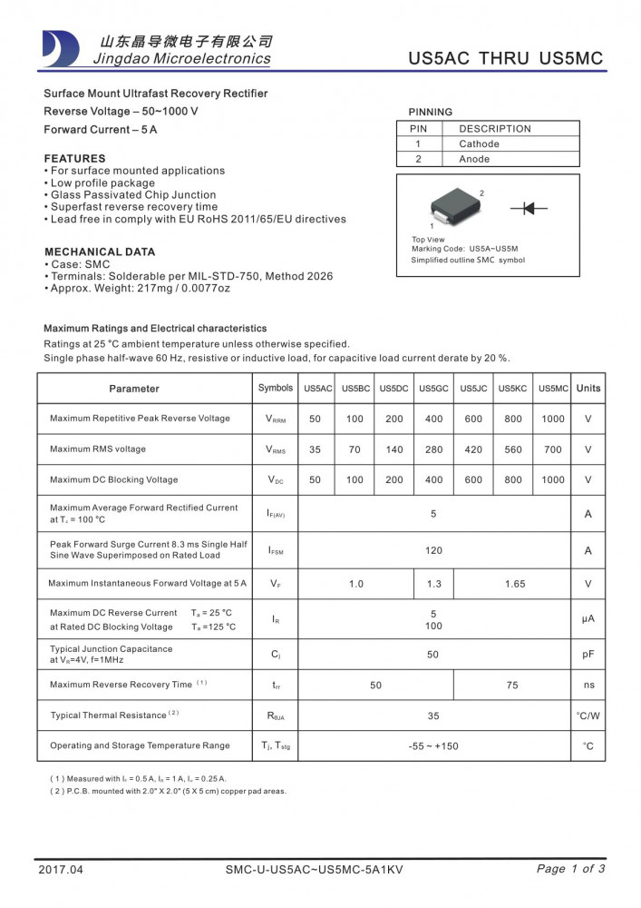 US5JC datasheet page 1