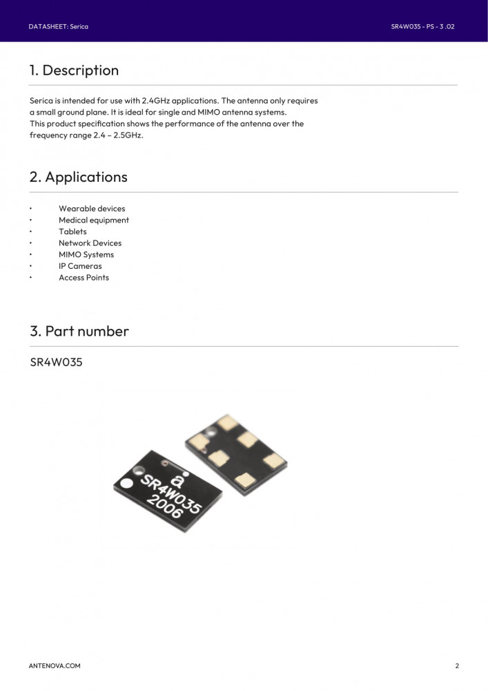 Serica datasheet page 2