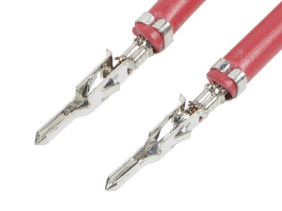 Pre-Crimped Lead Mini-Fit Jr. Male-to-Mini-Fit Jr. Male, Tin (Sn) Plating, 450.00mm Length, 16 AWG, Red for sale