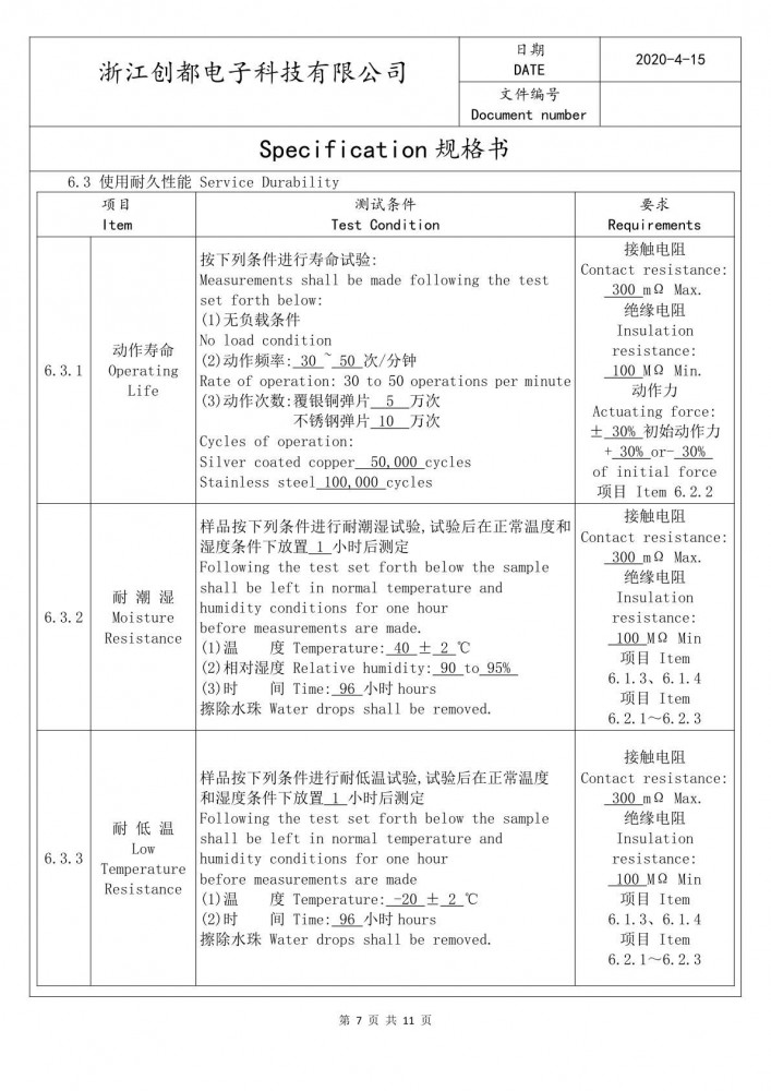 CAX TS-1102FSS specification page 7