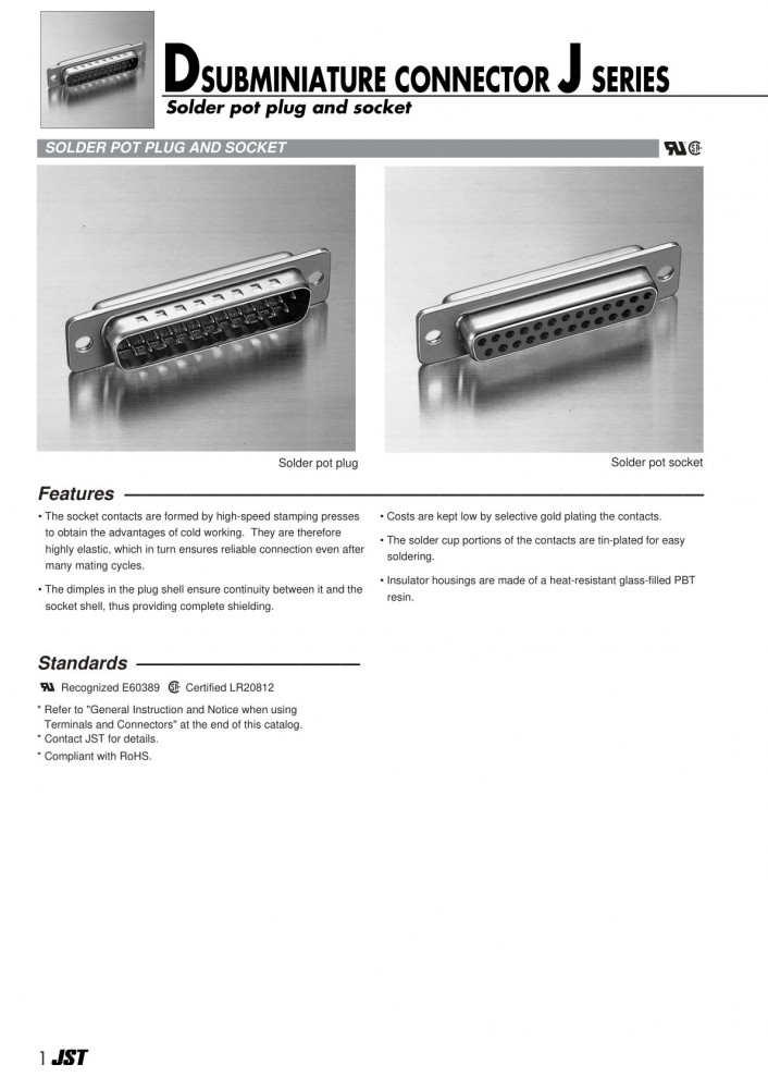 JST J Series datasheet page 1