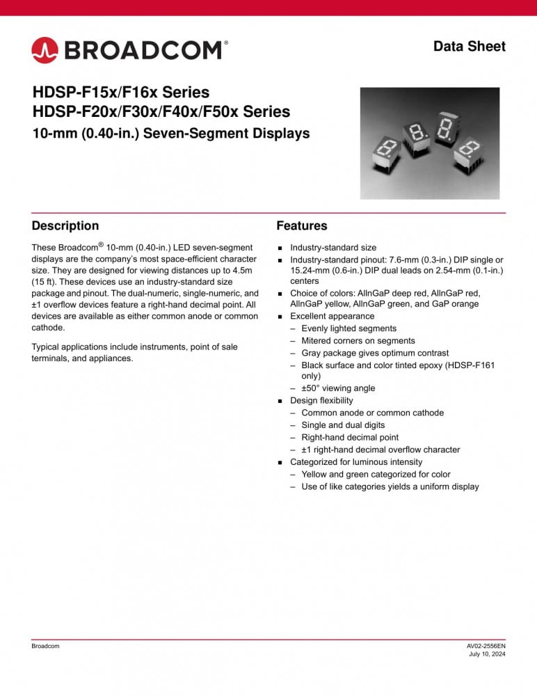 HDSP-F201-HI000 datasheet page 1