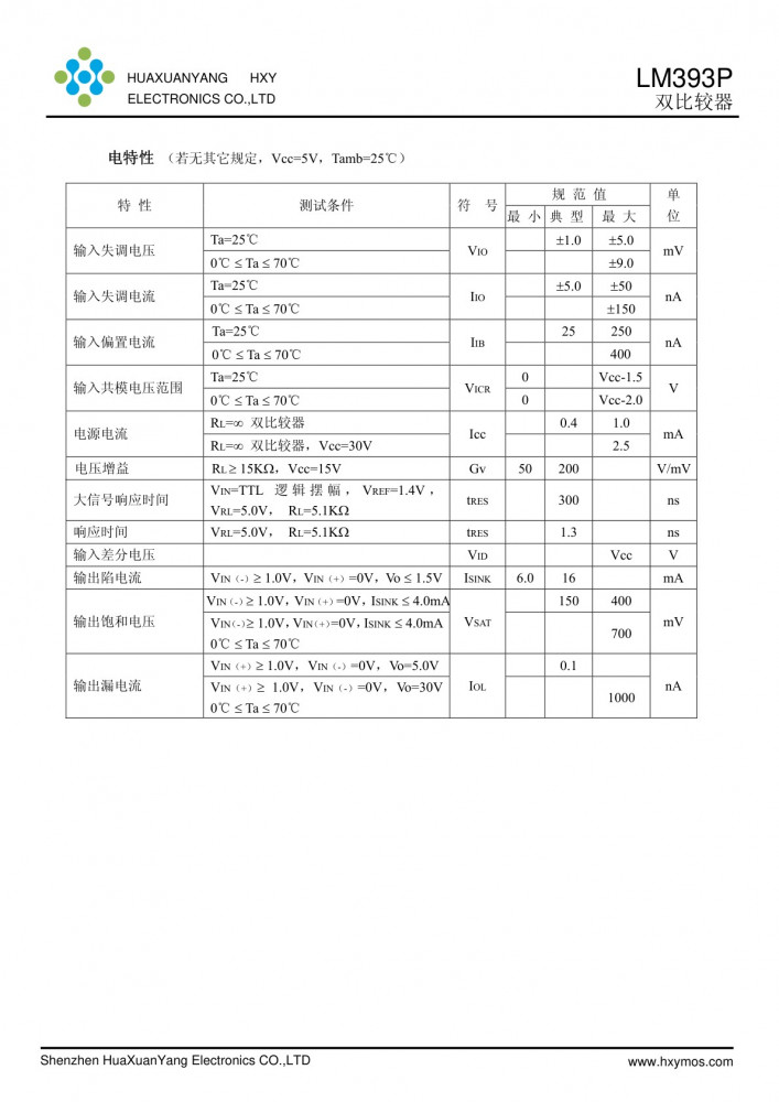 LM393P-HXY datasheet page 3