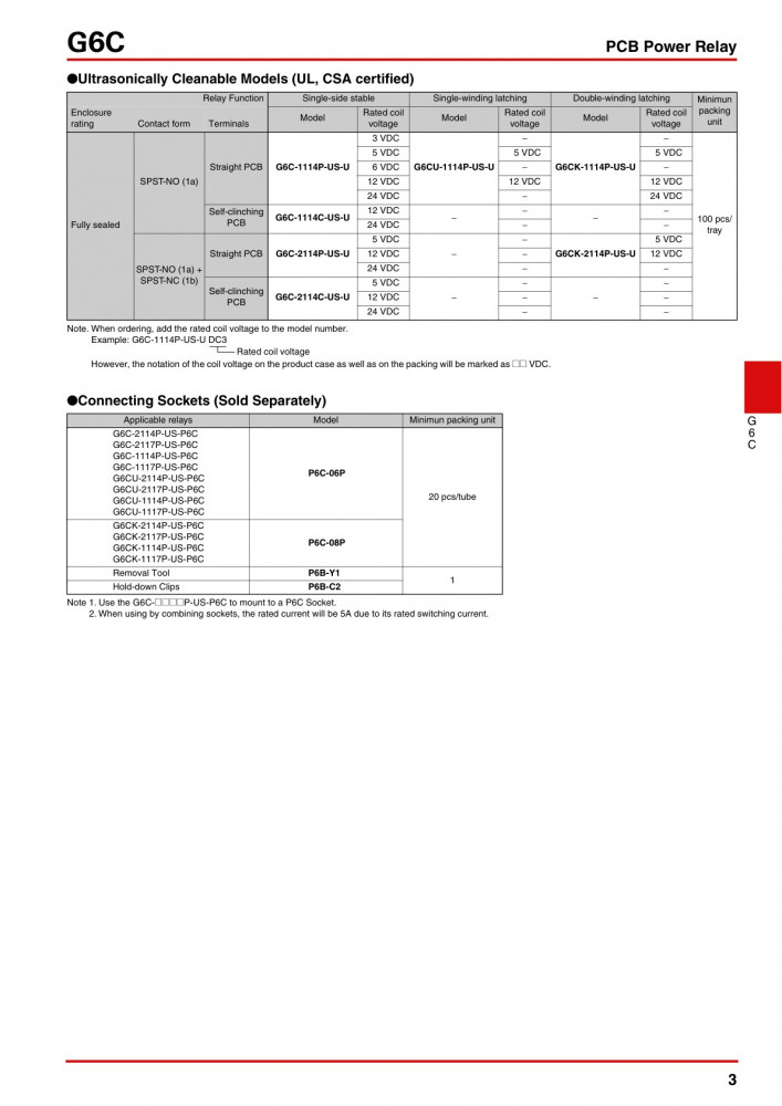 OMRON G6C relay datasheet page 3