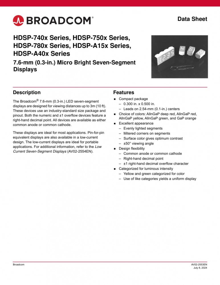 HDSP-7503 datasheet page 1
