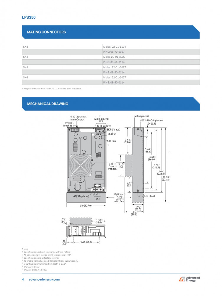 Artesyn LPS353-C datasheet page 4