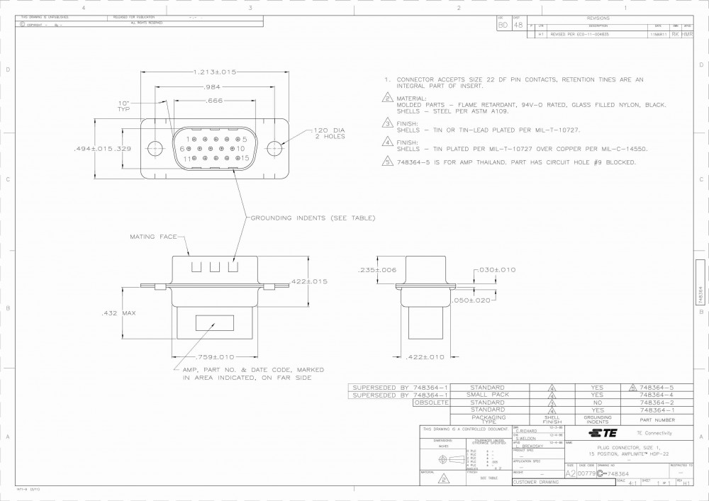 TE Connectivity 748364-1 technical document preview