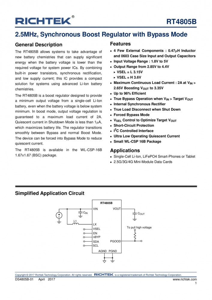 RT4805B datasheet page 1