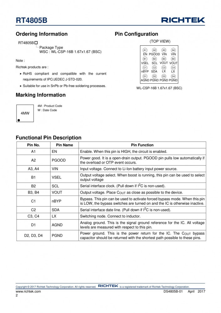 RT4805B datasheet page 2