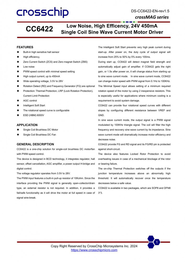 CC6422 datasheet page 1