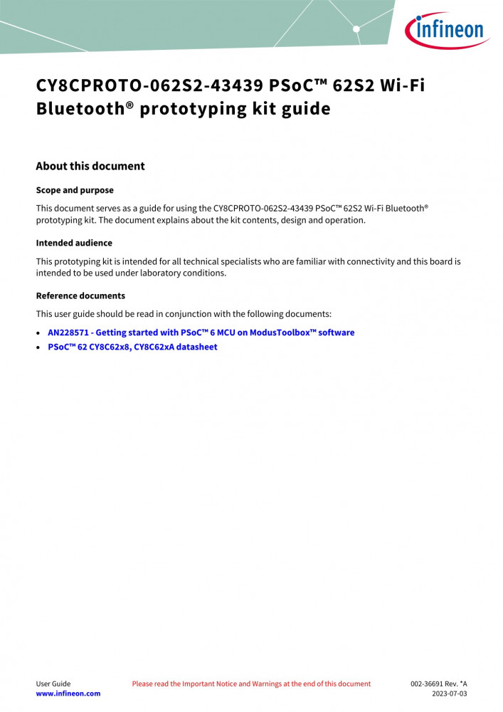 CY8CPROTO-062S2-43439 guide page 1