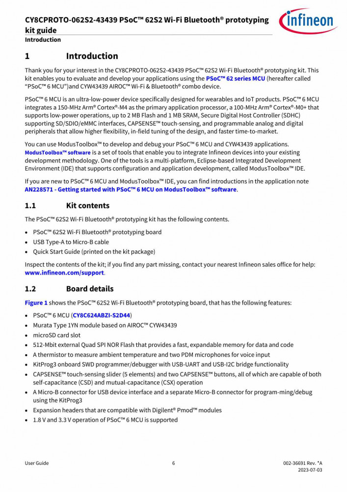 CY8CPROTO-062S2-43439 guide page 6