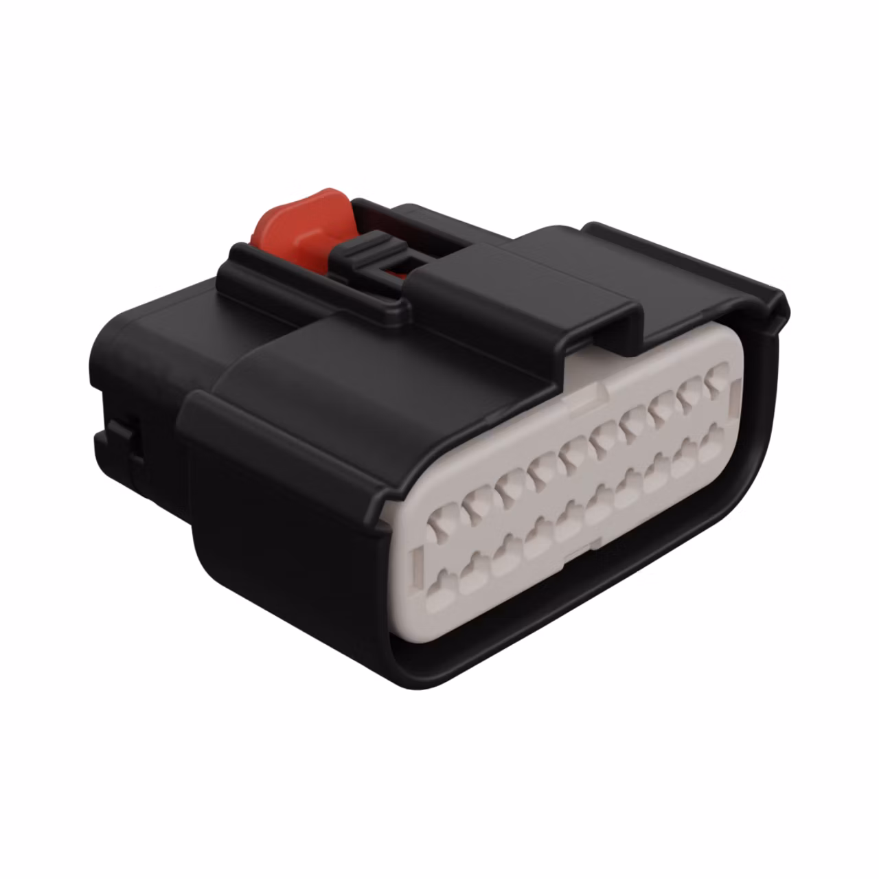 MX150 Mat-Sealed Female Connector Assembly, Dual Row, 20 Circuits, Keying Option A, with Clipslot, with Connector Position Assurance, Black for sale