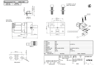 I-PEX 50205-J001 Coaxial RF Connector Assembly