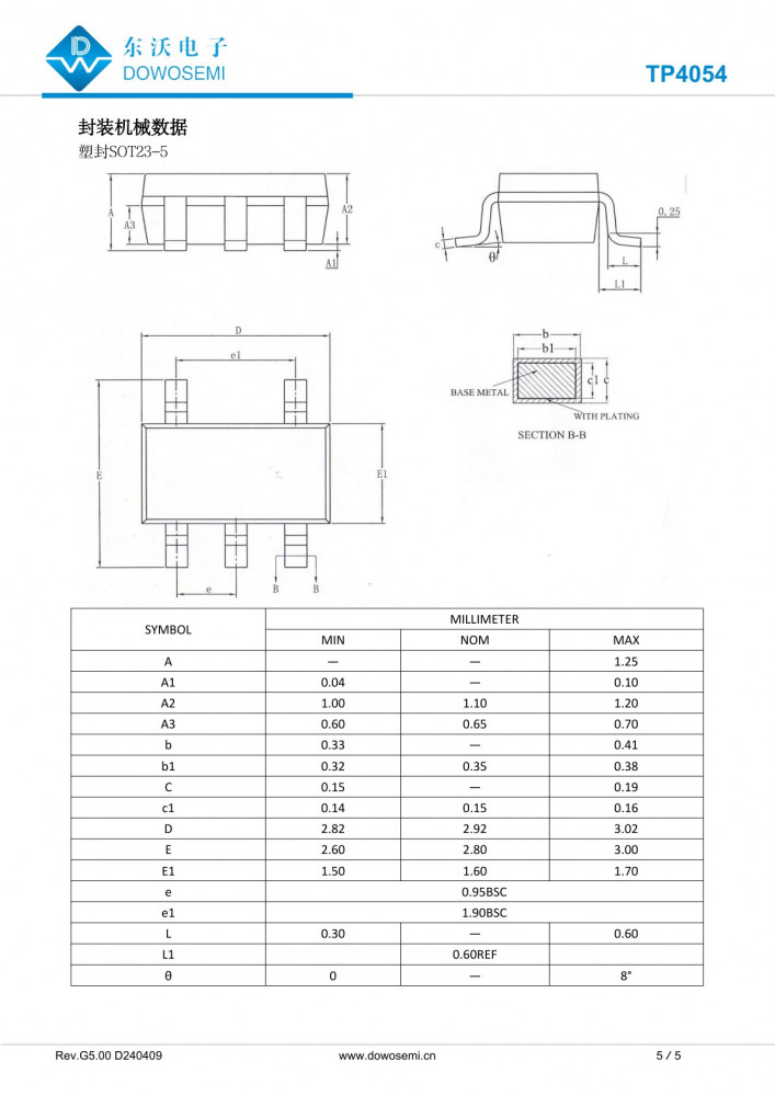 TP4054-DW datasheet page 5