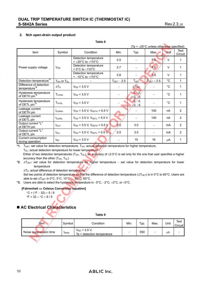 ABLIC S-5842A datasheet page 10