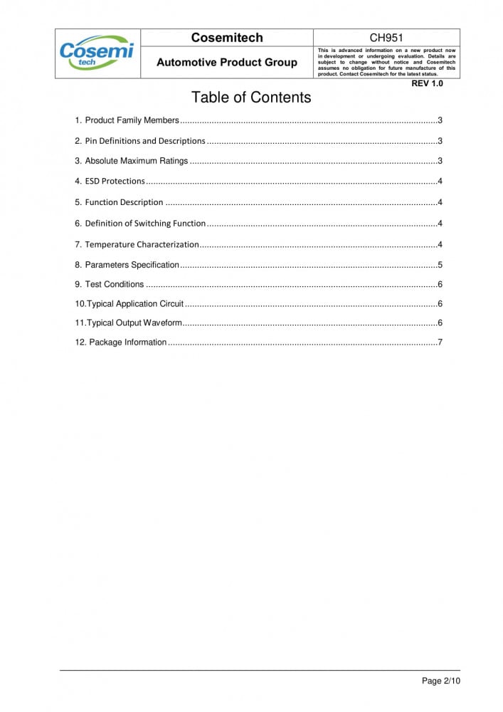 CH951 datasheet page 2