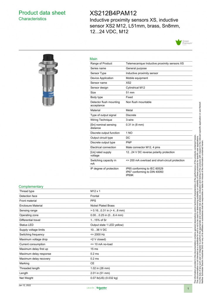 XS212B4PAM12 technical document page 1