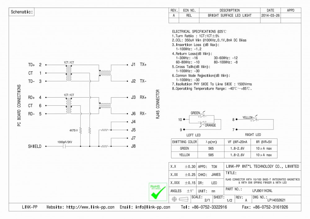 LPJ9011KONL technical drawing page 1
