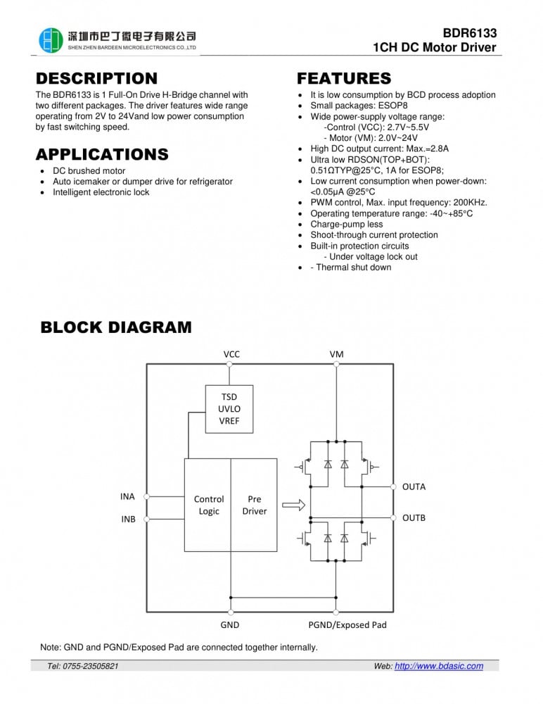 BDR6133 datasheet page 1