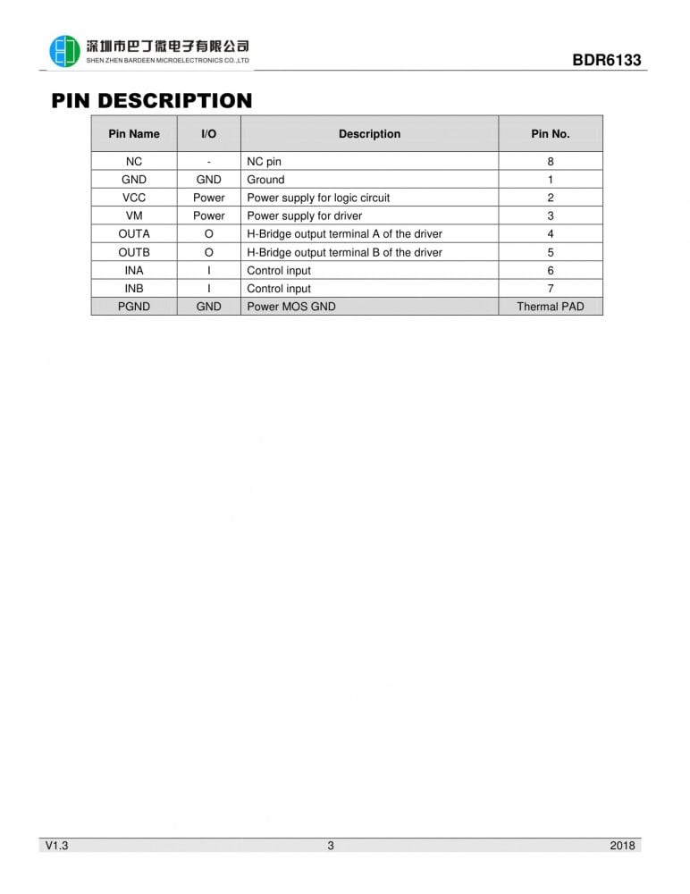 BDR6133 datasheet page 3