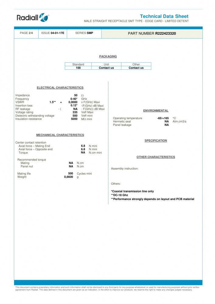 Radiall R222423320 datasheet page 2