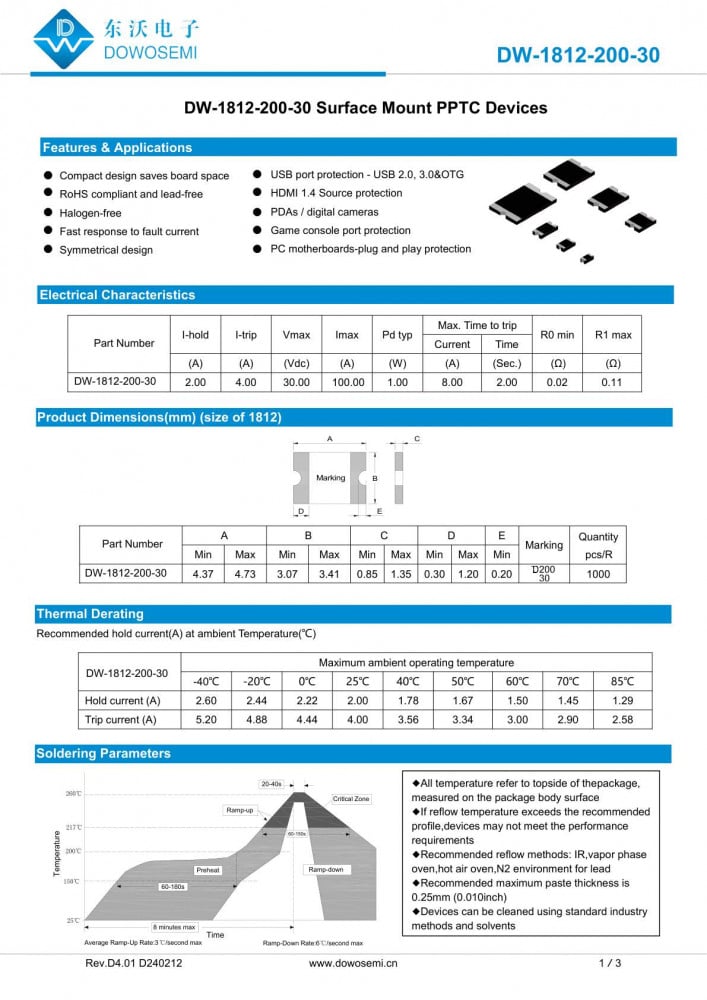 DW-1812-200-30 datasheet page 1