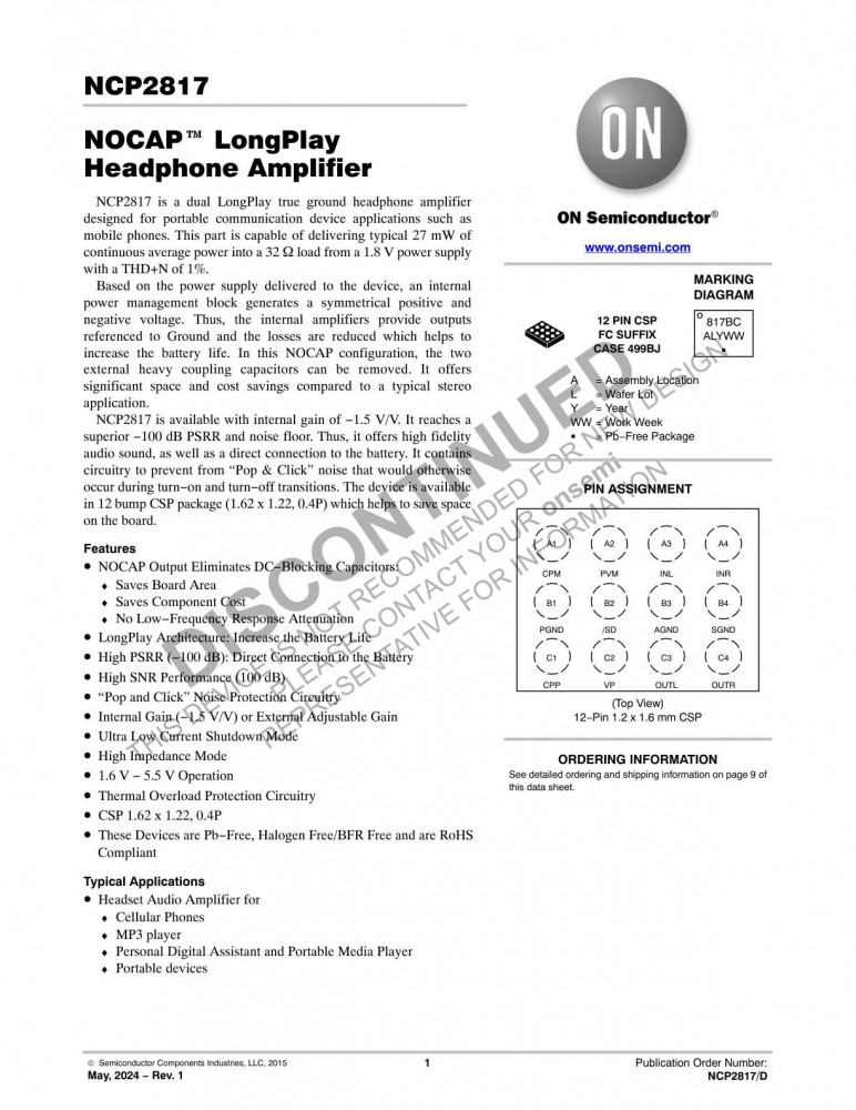 NCP2817 datasheet page 1